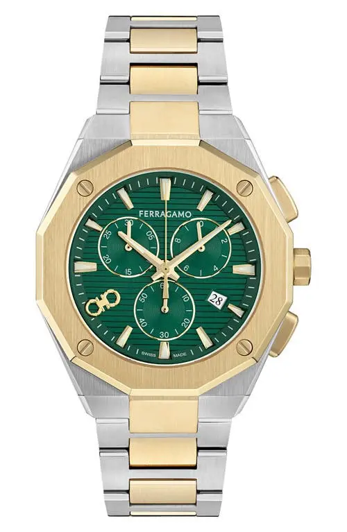 FERRAGAMO Edge Chronograph Two-tone Bracelet Watch - Two Tone