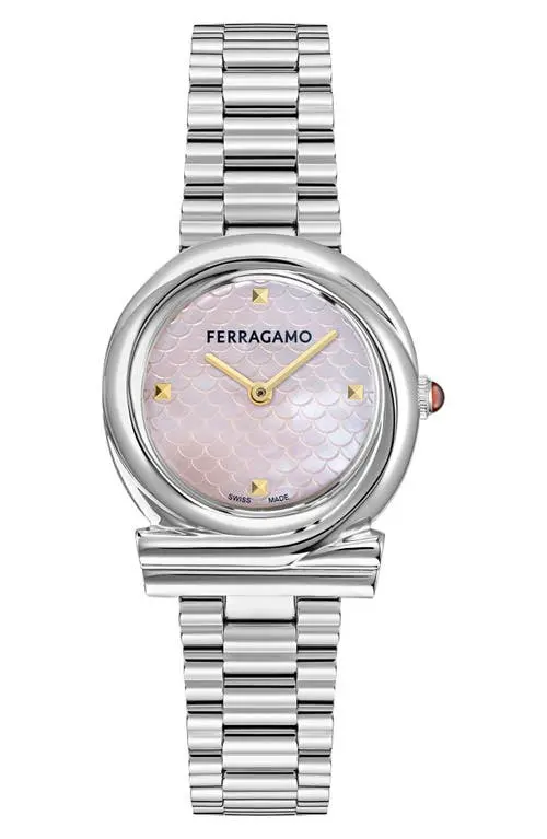 FERRAGAMO Gancini Mother-of-pearl Bracelet Watch - Stainless Steel