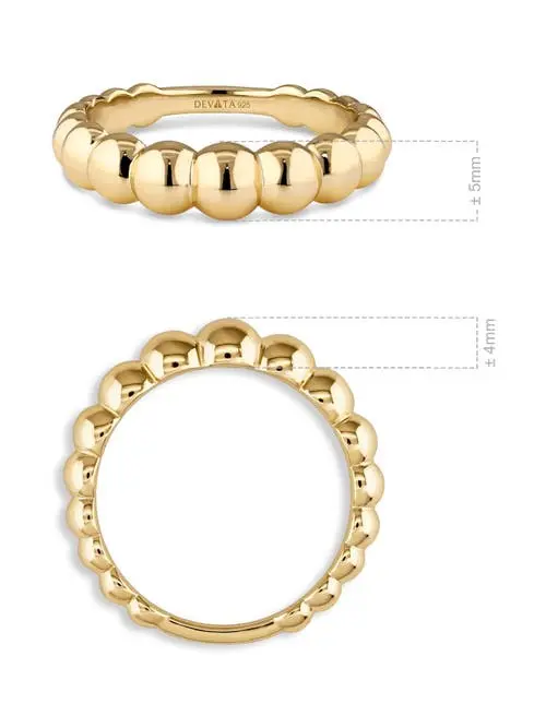 DEVATA Gold Plated Beaded Ball Ring