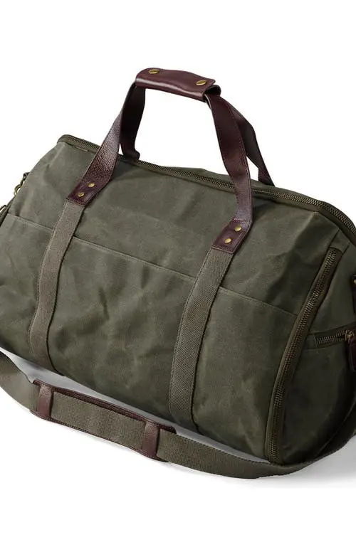 LANDS' END Waxed Canvas Convertible Garment Duffle - Olive Green