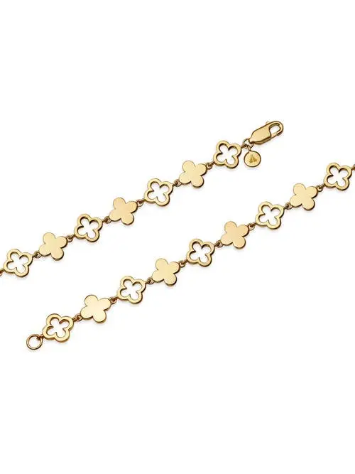 DEVATA Clover Chain Bracelet In Gold Plated Sterling Silver