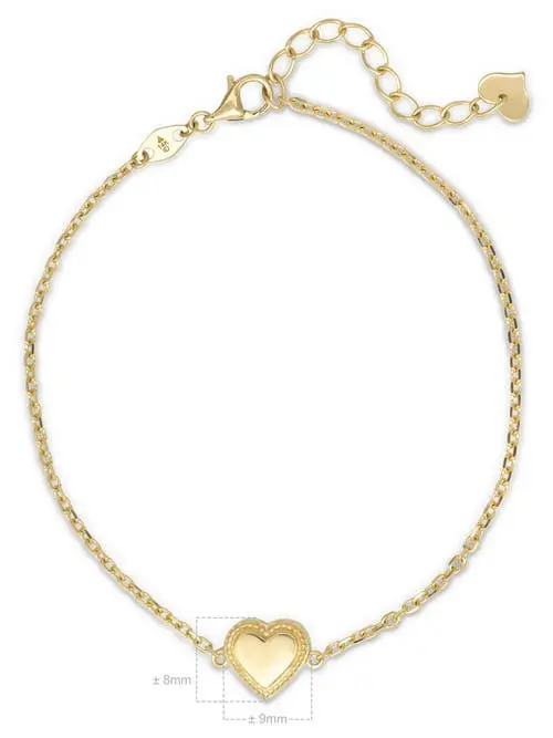 DEVATA 14k Gold Heart Charm Chain Bracelet
