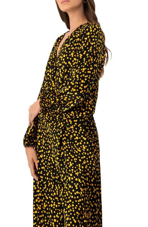 IVONNE Polka Dot V-neck Long Sleeve Blouse