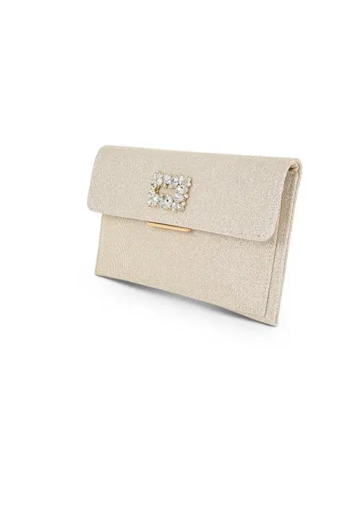Badgley Mischka Sarah Envelope Clutch With Crystal Brooch