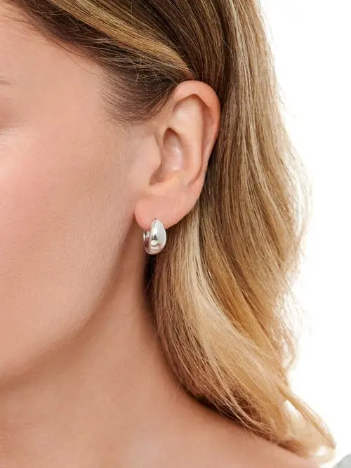 DEVATA Dome Hoop Earrings - Silver