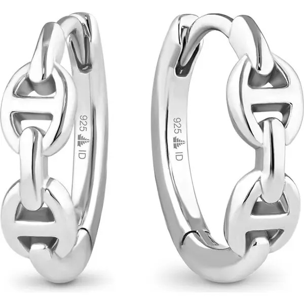 DEVATA Mariner Anchor Hoop Earrings - Silver