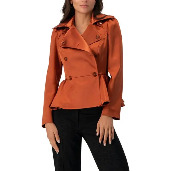 IVONNE Short Double-breasted Trench Coat - Chedron