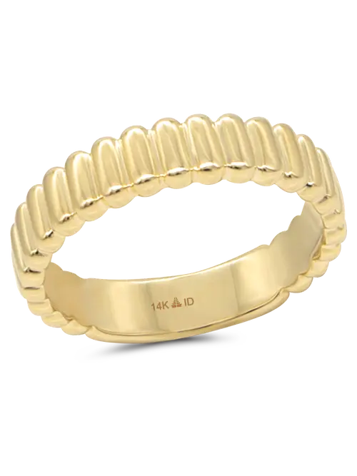 DEVATA 14k Gold Ribbed Band Ring
