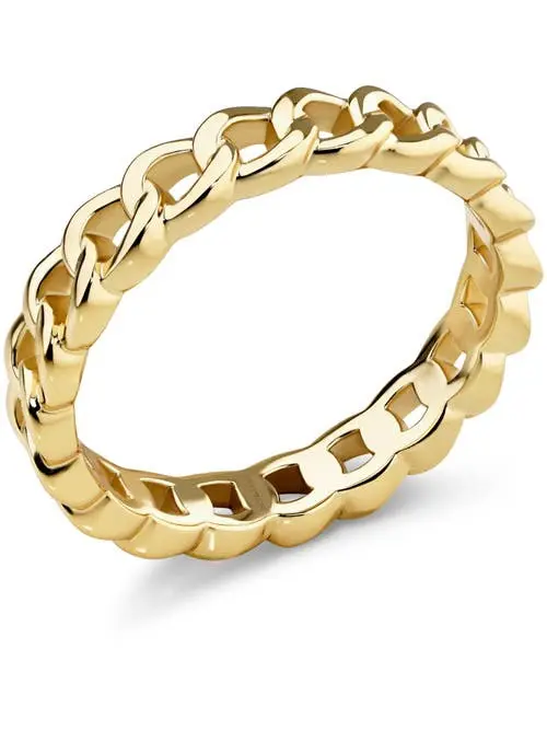DEVATA Curb Link Ring In Gold Plated Sterling Silver