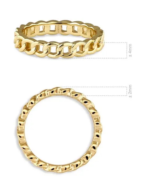DEVATA Curb Link Ring In Gold Plated Sterling Silver