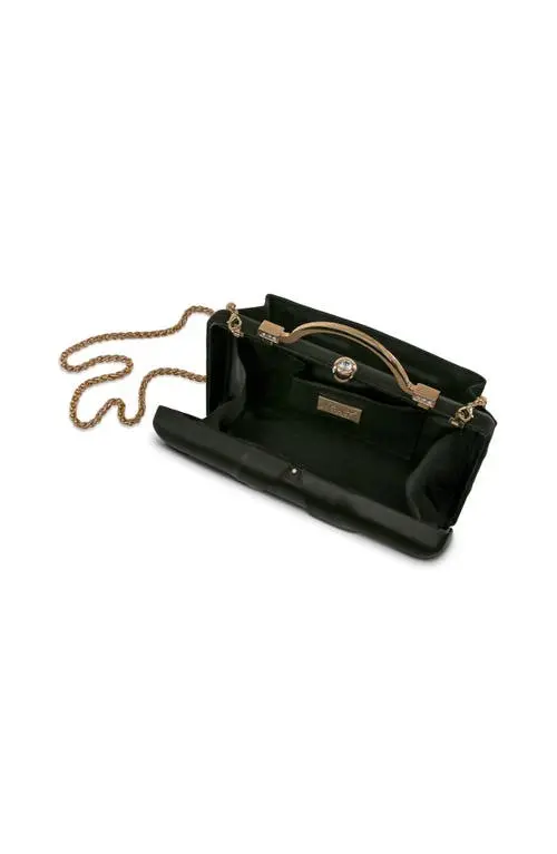 Badgley Mischka Emma Satin Minaudiere With Outer Pocket