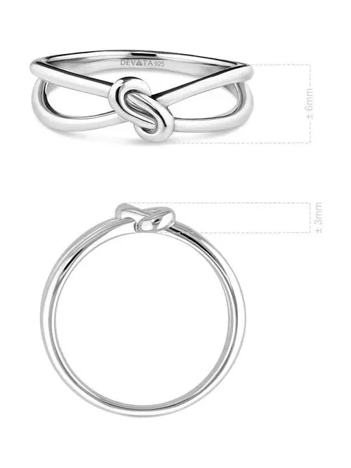 DEVATA Love Knot Rhodium-plated Ring