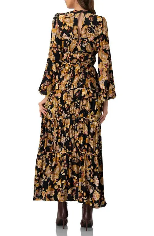 IVONNE Puff Sleeve Printed Maxi Dress