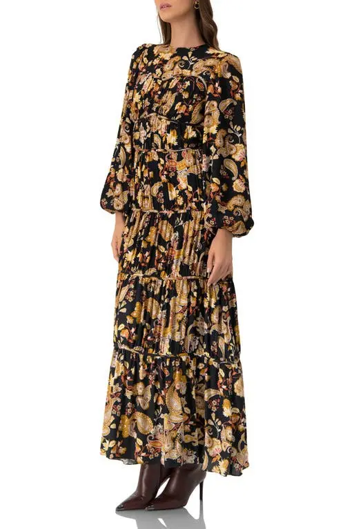 IVONNE Puff Sleeve Printed Maxi Dress