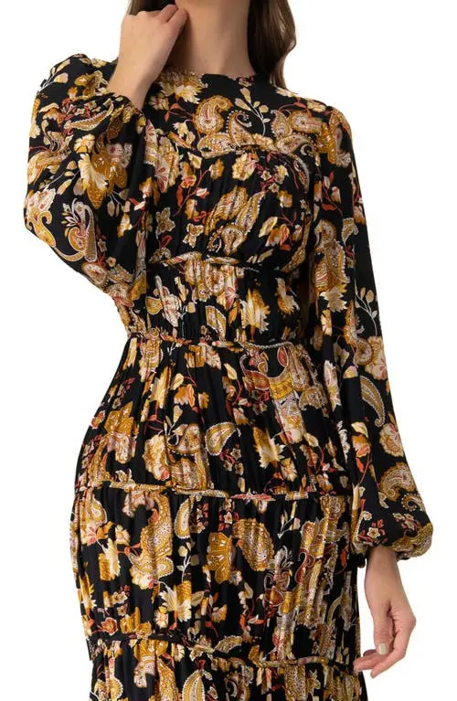 IVONNE Puff Sleeve Printed Maxi Dress