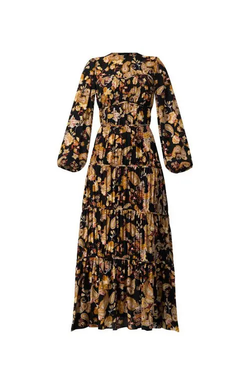 IVONNE Puff Sleeve Printed Maxi Dress