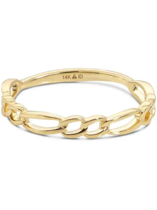 DEVATA 14k Gold Figaro Link Ring - Yellow Gold