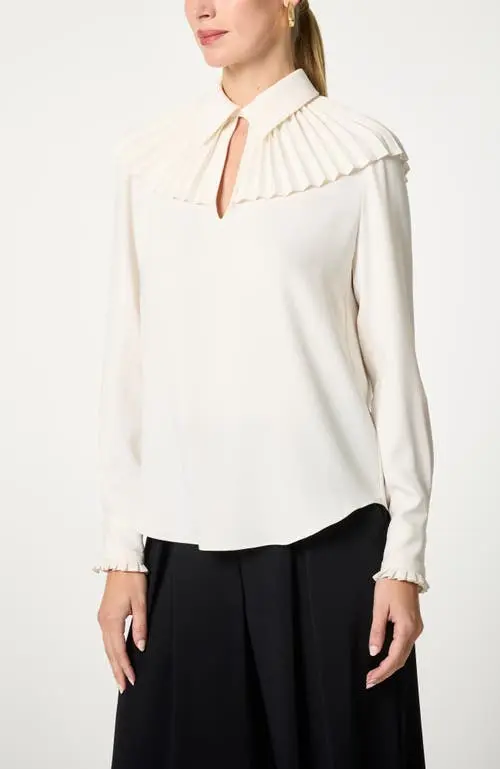 Trina Turk Windmill Pleated Blouse - Winter White