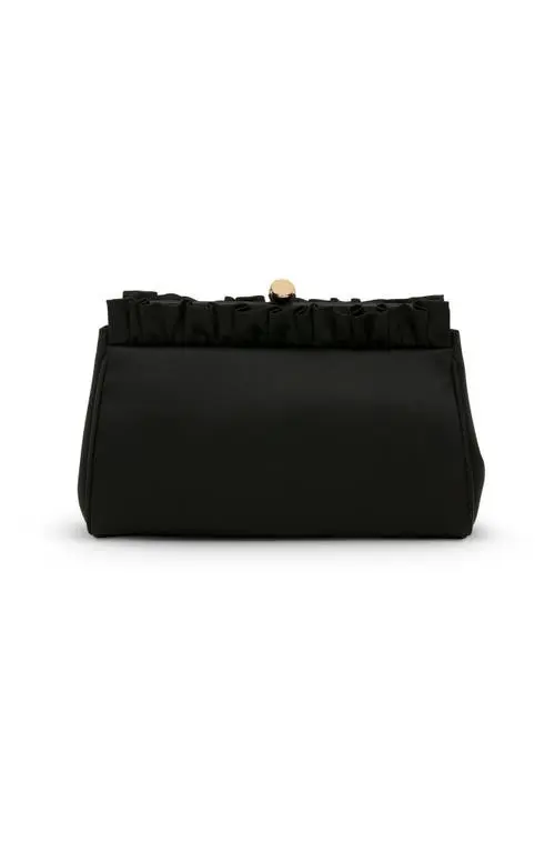 Badgley Mischka Olivia Satin Ruffle Pouch Clutch