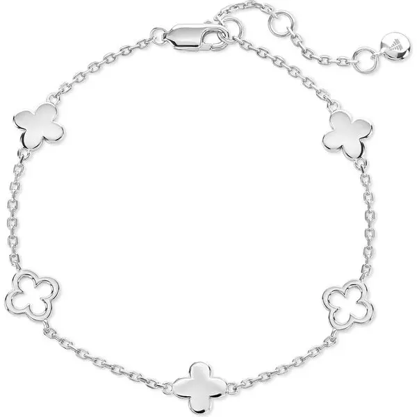 DEVATA Clover Five-charm Chain Bracelet - Silver