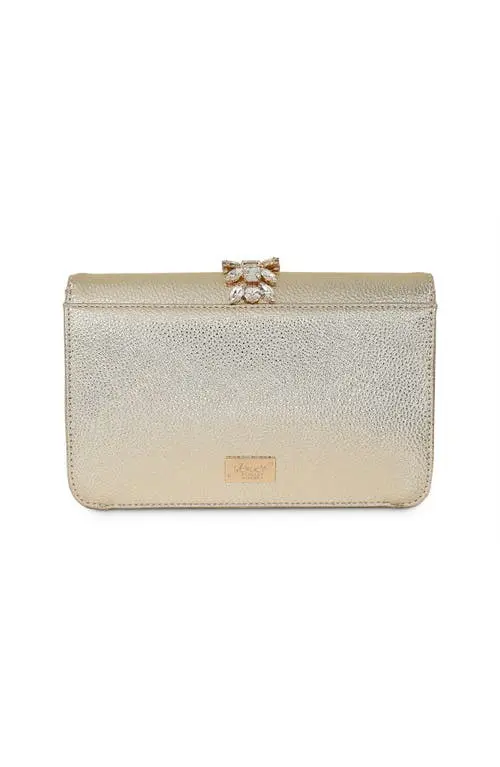 Badgley Mischka Faux Leather Envelope Clutch With Crystal Detail And Chain
