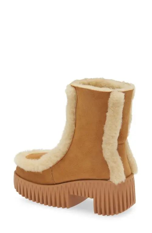 4CCCCEES Plia Fero Genuine Shearling Platform Bootie - Camel