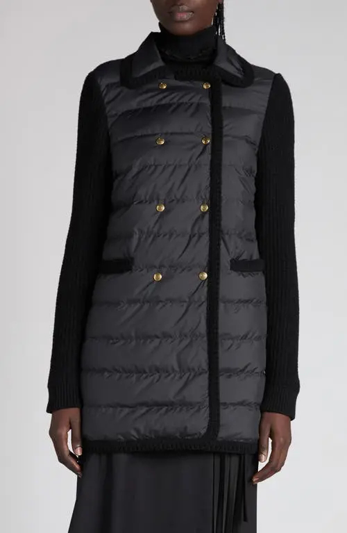 Moncler Double-breasted Knit And Quilted Down Cardigan
