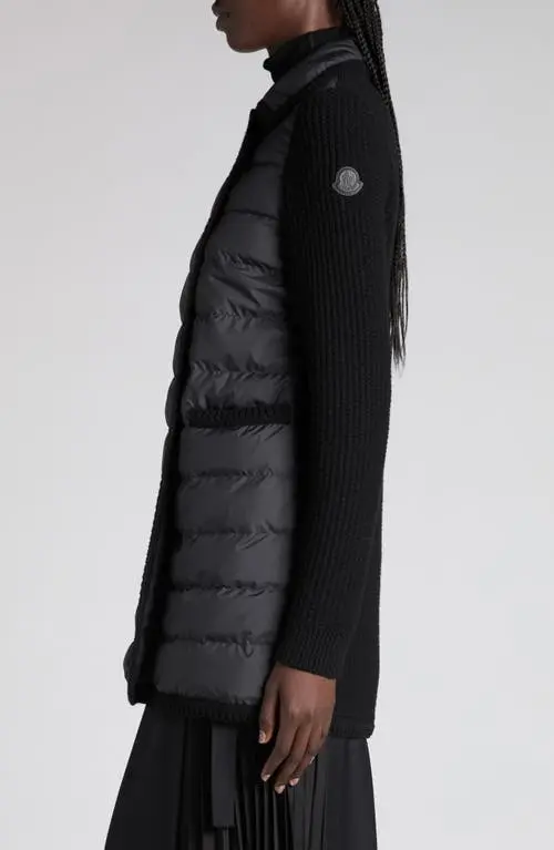 Moncler Double-breasted Knit And Quilted Down Cardigan