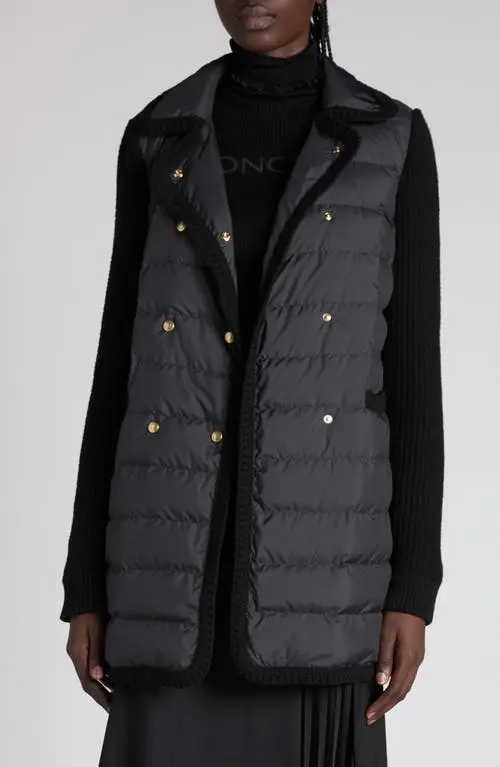 Moncler Double-breasted Knit And Quilted Down Cardigan