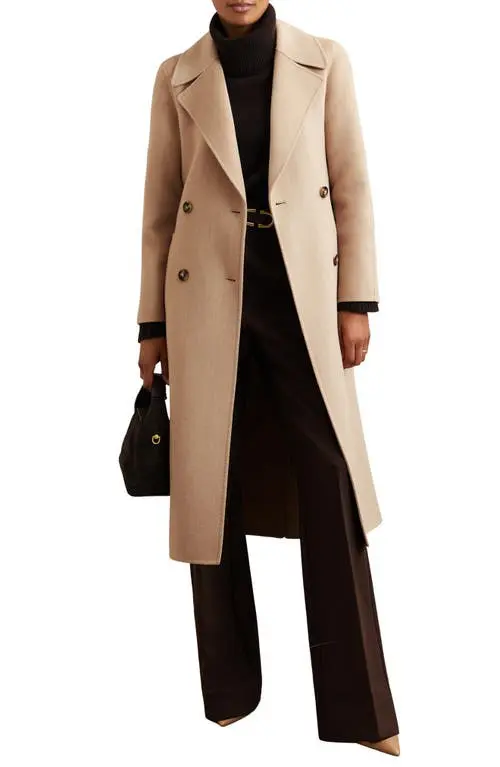 REISS Double-breasted Wool-blend Coat - Neutral