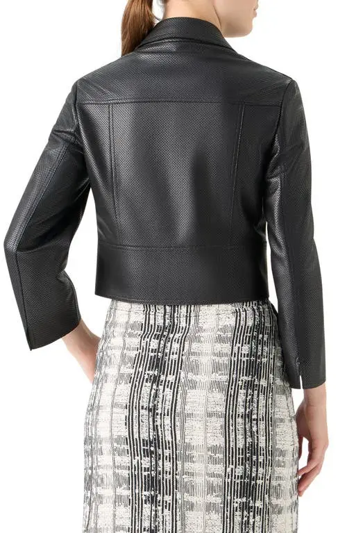 Akris Cropped Perforated Leather Jacket - Black