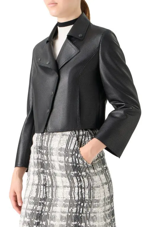 Akris Cropped Perforated Leather Jacket - Black