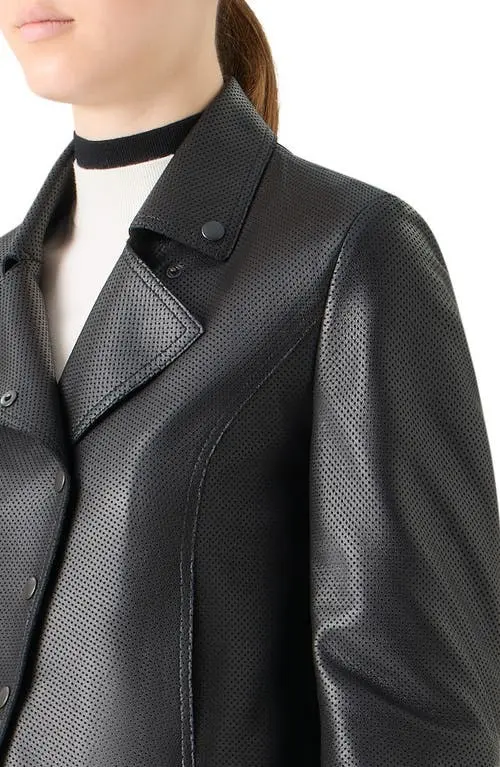 Akris Cropped Perforated Leather Jacket - Black