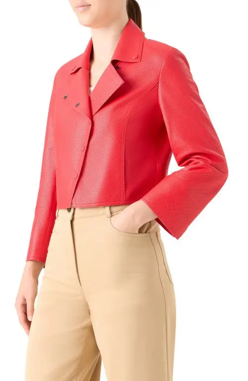 Akris Cropped Perforated Leather Jacket