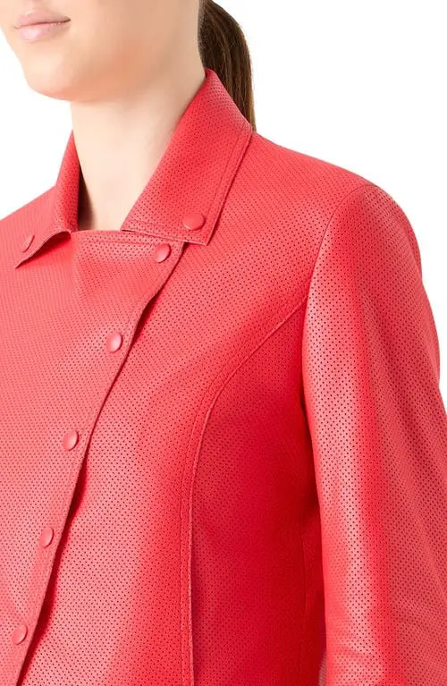 Akris Cropped Perforated Leather Jacket