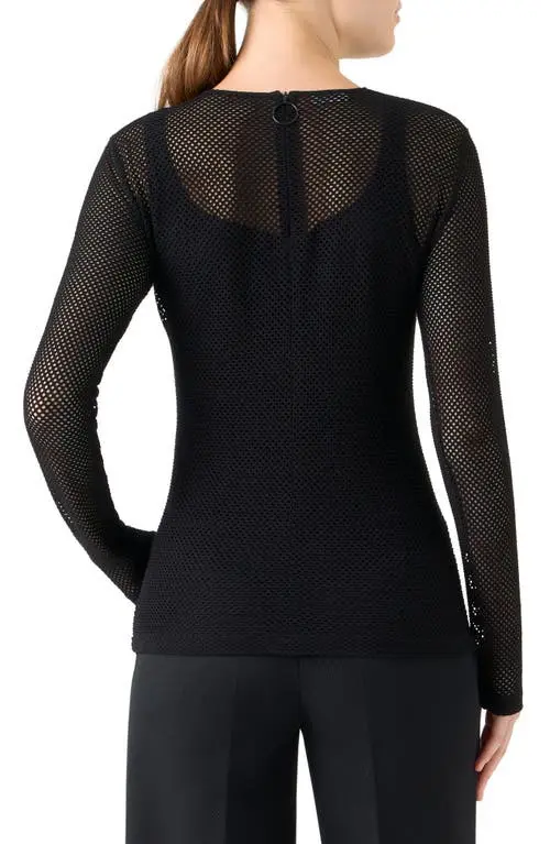 Akris Long Sleeve Sheer Fishnet Top