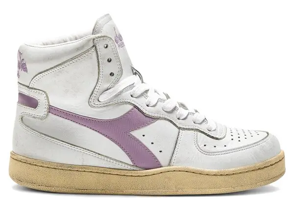 DIADORA Basket Suede High-top Sneakers - White/lavender Mist