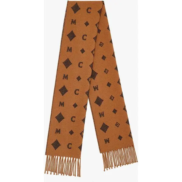 Mcm Bicolor Monogram Jacquard Stole - Cognac