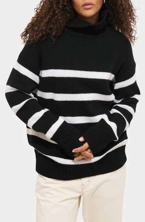 ALEX MILL Nottinghill Striped Turtleneck Wool-blend Sweater - Black/white Stripe