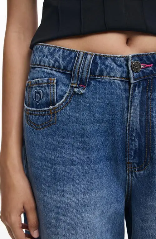 Desigual High-rise Barrel Leg Jeans - Medium Blue