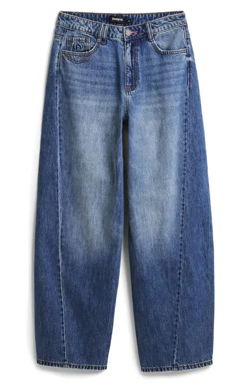 Desigual High-rise Barrel Leg Jeans - Medium Blue