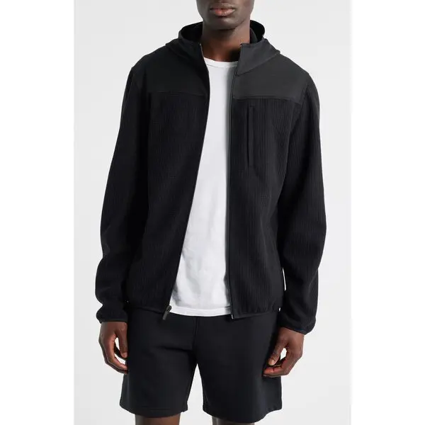 Zella Full Zip Grid Fleece Jacket - Black Caviar