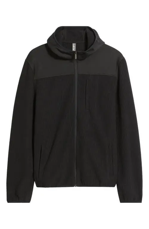 Zella Full Zip Grid Fleece Jacket - Black Caviar