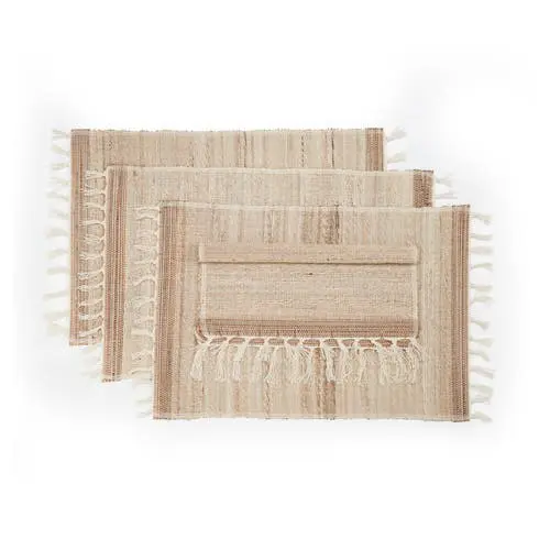 SUSTAINABLE THREADS Gourmet Placematsset Of 4 - Biscotti Fringed
