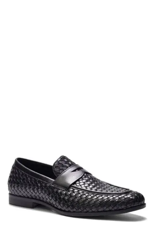 A. VEER Cairo Woven Loafer - Black Leather