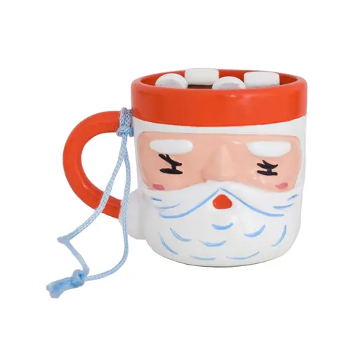 DAYDREAM SOCIETY Baking Spirits Bright Santa Mug Christmas Tree Ornament - White Santa