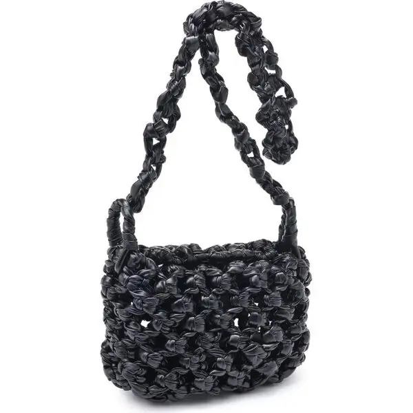MODA LUXE Braided Woven Crossbody - Black