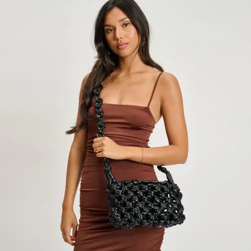MODA LUXE Braided Woven Crossbody - Black