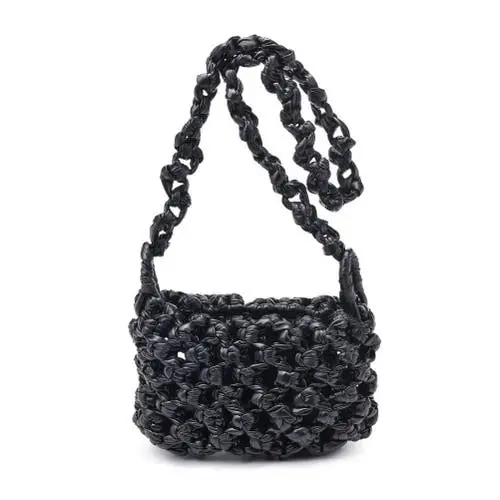 MODA LUXE Braided Woven Crossbody - Black