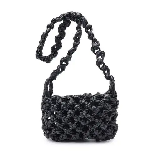 MODA LUXE Braided Woven Crossbody - Black